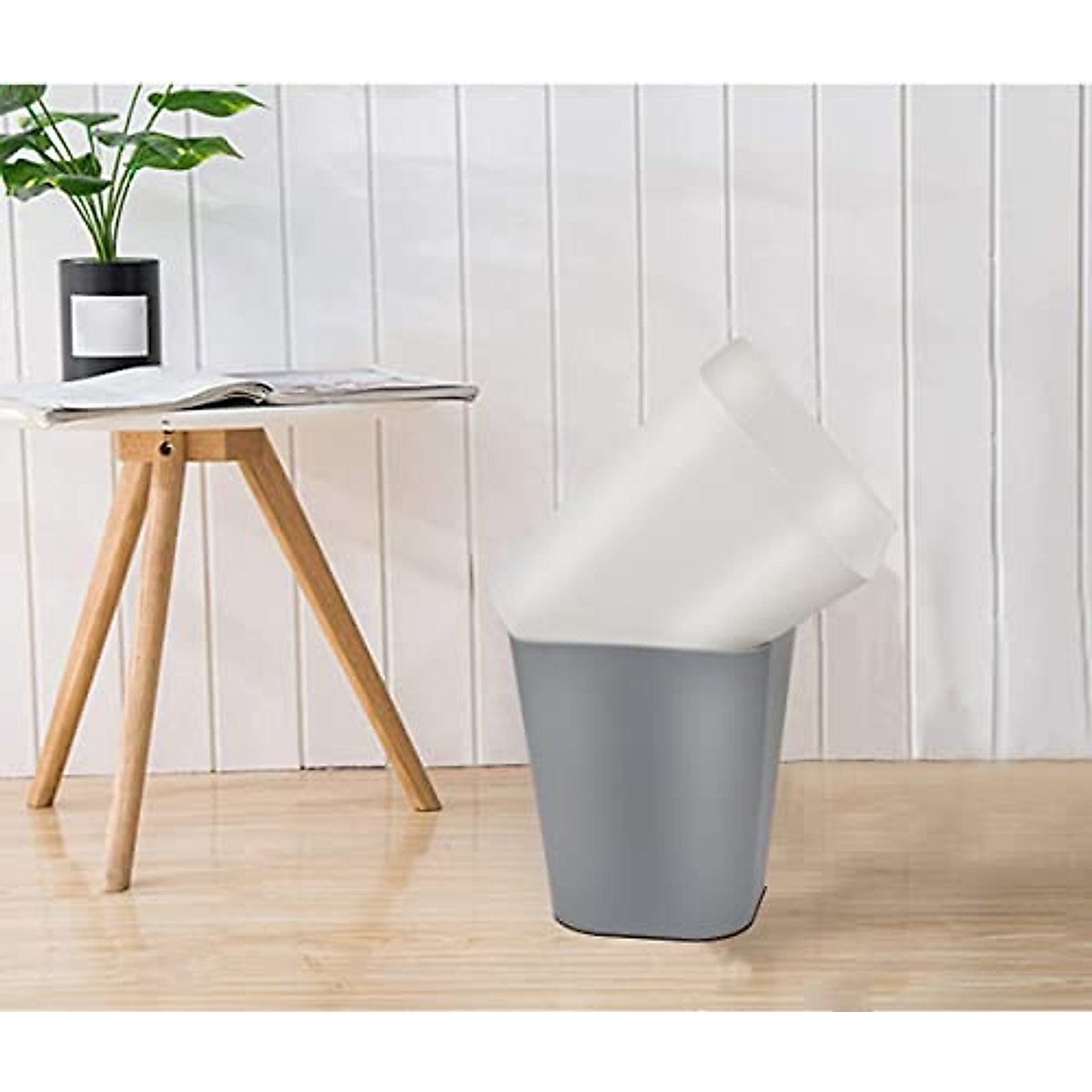 Feiupe 1.6 Gallon Small Trash Can Wastebasket for Kitchen Office Bathroom,Pack of 2(1.6 Gallon(2 Pack), White+Gray)