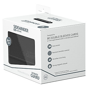 Ultimate Guard Sidewinder 80+, Deck Box for 80 Double-Sleeved TCG Cards, Black, Magnetic Closure & Microfiber Inner Lining for Secure Storage