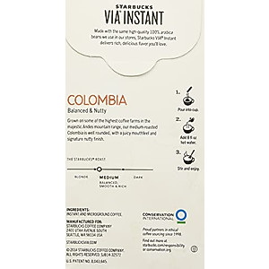 Starbucks VIA® Colombia Coffee, Medium Instant, 1.4 Ounce