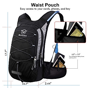 Mothybot Hydration Pack, Insulated Hydration Backpack with 2L BPA Free Water Bladder and Storage, Hiking Backpack for Men, Women, Kids for Running, Cycling, Camping - Keep Liquid Cool up to 5 Hours