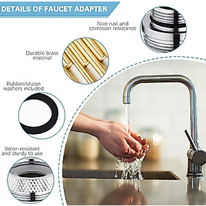 Carvedexquisitely Faucet Adapter Kit, Brass Kitchen Sink Aerator Adapter,Male/Female Sink Faucet Adapter to Connect Garden Hose, Water Filter, Standard Hose via Diverter (7 Pieces)