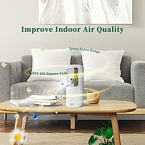 HOUSEHOLD WORLD Automatic Air Freshener Dispenser, LED Display Wall Mount/Freestanding Battery Powered (Not Included) Aerosol Spray Dispenser for Home, Bathroom, Hotel, Office, Commercial (White)