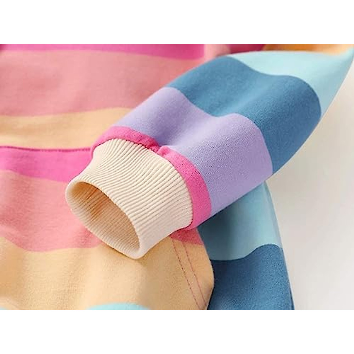 DUBASAM Kids Baby Girl Rainbow color matching Hooded Sweatshirt Tops Casual Hoodie with Pocket Fall Winter (Rainbow, 2-3T)