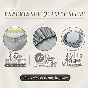 Elegant Comfort Eloise Marble Printed 6-Piece Sheet Set, 1500 Premium Hotel Quality Microfiber, Soft, Wrinkle and Fade Resistant, Fitted Sheets with Smart Pockets, Marble Sheet Set, Queen, White