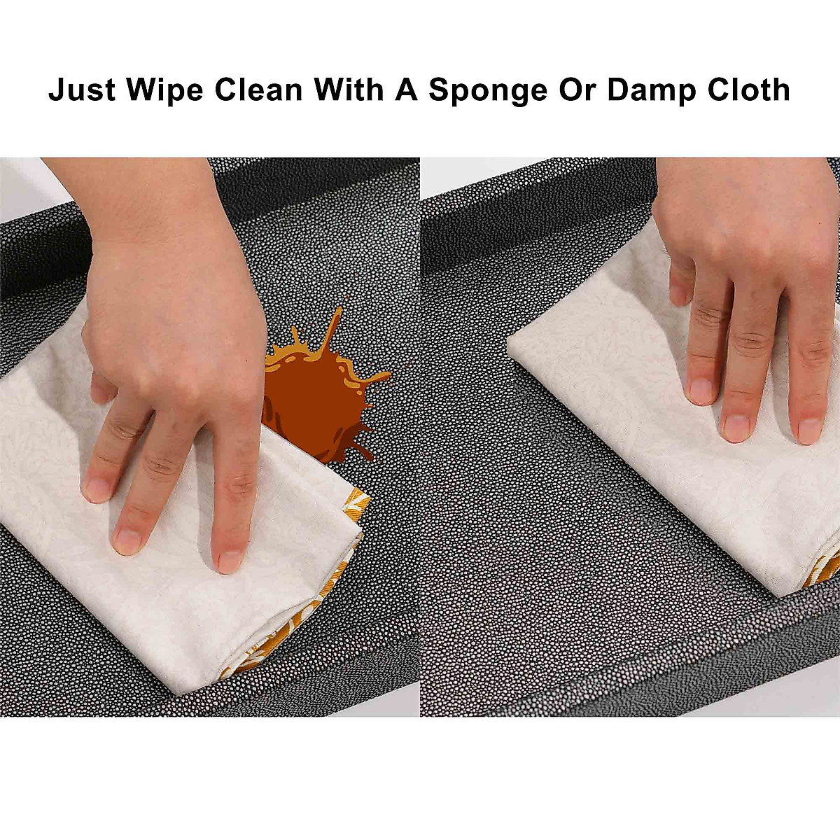 Black Shagreen Decorative Tray, Large Acrylic Handles Serving Tray, Scallop Edges Serving Table Tray, Valet Tray, Modern Elegant Ottoman Tray for Coffee Table, Bathroom, Kitchen, Living Room