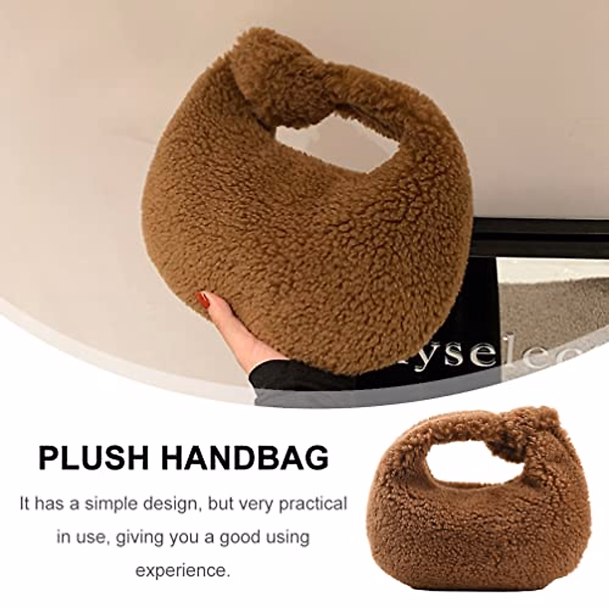 Dumpling Bag Plush Bag Clutch Purses Furry Tote Bag Bag Plush Handbag Storage Bag for Autumn Winter
