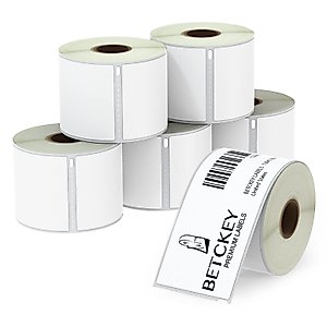 BETCKEY - Compatible DYMO 99019 (2-5/16" x 7-1/2") Large Lever Arch File Labels, Compatible with DYMO Labelwriter 450, 4XL, Rollo & Zebra Desktop Printers [6 Rolls/900 Labels]
