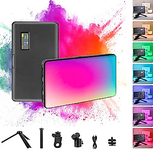 Leshiou RGB LED Video Light Live Streaming Video Portable Camera Lights with 0-360 Full Color CRI 95+ 2500-9000K 3100mAh Rechargeable LED DSLR Lighting for Photography, Vlogging, Video Conference