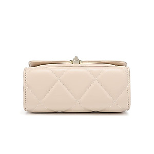 NW Crossbody Bags for Women Quilted Shoulder Purses and Handbags Lattice Texture with Chain Strap (Beige)