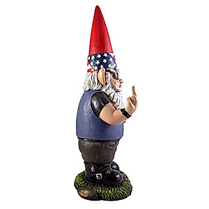 Wowser Large Patriotic Rebel Biker Garden Gnome Statue, 18 Inches