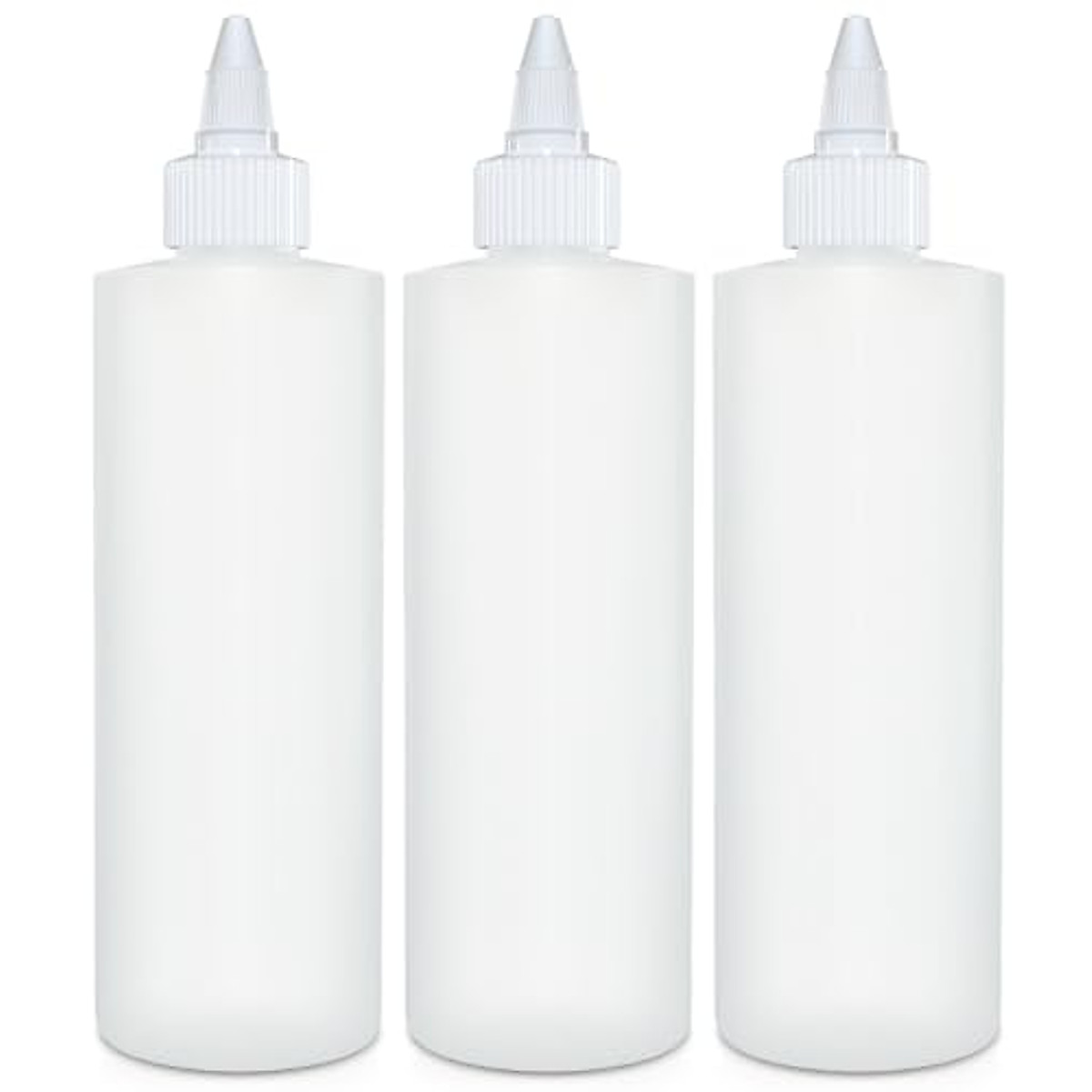 BRIGHTFROM Condiment Squeeze Bottles, 8 OZ Empty Squirt Bottle with Twist Top Cap, Leak Proof - Great for Ketchup, Mustard, Syrup, Sauces, Dressing, Oil, Arts and Crafts, BPA FREE Plastic - 3 PACK