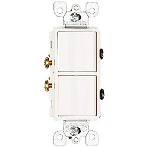 Leviton 5627-W 20 Amp, 120/277 Volt, Decora Single-Pole / Single-Pole AC Combination Switch, Commercial Grade, Grounding, White