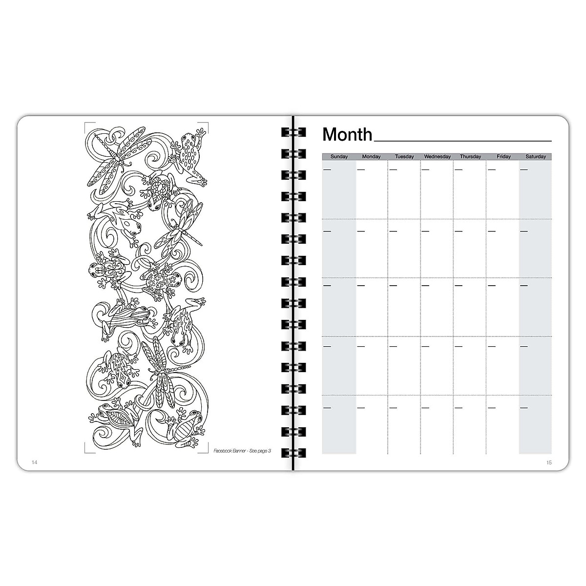 Undated Coloring Planner (6.625x9) Medium - Weekly & Monthly Organizer, Appointment Schedule, Goals and Notes