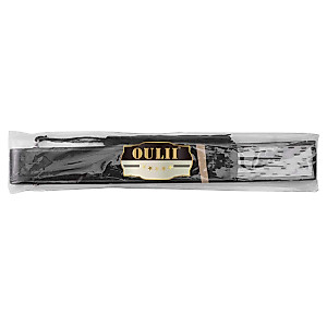 OULII Women Cartoon Cat Folding Silk Fan Handheld Fan (Black)