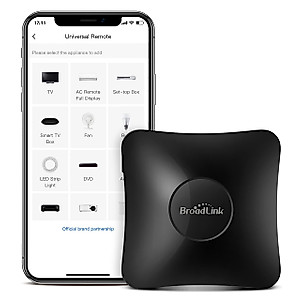 BroadLink IR/RF Smart Home Hub-WiFi IR/RF Blaster for Home Automation, TV, Curtain, Shades Remote, Smart AC Controller, Works with Alexa, Google Assistant, IFTTT (RM4 pro)