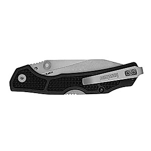 Kershaw Cargo Mid Lock Folding Pocket Knife, Every Day Carry Knife with 3.25 inch D2 Stainless Steel Blade, Mid-Lock, Deep Carry Pocketclip, Black Handle with Grey Stonewashed Finish Blade