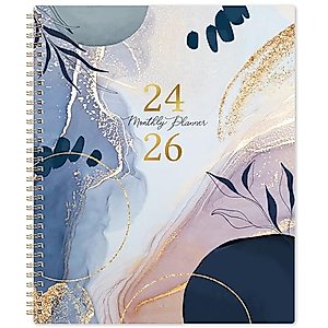 2024-2026 Monthly Planner/Calendar - Monthly Planner 2024-2026, Jul. 2024 - Jun. 2026, 8.5" x 11", 24-Month Planner with Pocket & Label, Thick Paper, Monthly Tabs, Twin-Wire Binding - Leaf Sand