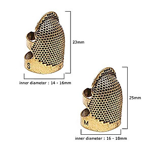 4 Pack Sewing Thimble Finger Protector, Adjustable Finger Metal Shield Protector Pin Needles Sewing Quilting Craft Accessories DIY Sewing Tools Needlework(2 Sizes)