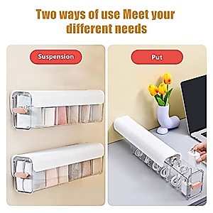YWNYT Socks Underwear Wall Mount Drawer Organizer, 6 Cells Storage Box Switchable Drawer Organizers Anti Dust Storage Boxes for Clothes Socks Lingerie Underwear Ties Data Cable Seasonings (1), white