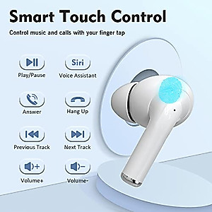 CYQ Pianogic A2 True Wireless Earbuds Bluetooth Headphones Noise Cancelling Ear Buds with USB C Charging Case IPX6 Waterproof Long Pla A WHITE