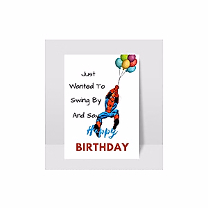 "Spiderman Inspired “Just Wanna Swing By and Say Happy Birthday”, Birthday Card, Super Hero Card, Card For Him, Card For Her, Handmade Card
