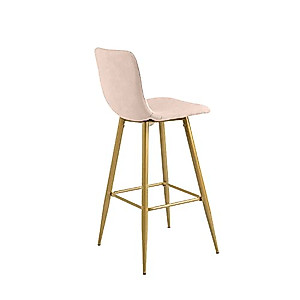 Bar Stools Set of 2, Fabric Upholstered Counter Height Low Back Armless Dining Bar Chairs with Footrest, 30 Inches, Beige