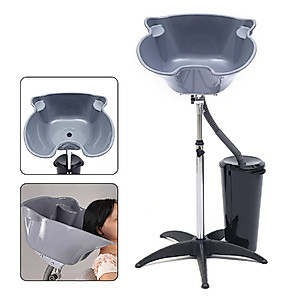 Gdrasuya10 Hair Washing Sink, Portable Shampoo Bowl Basin Height Adjustable Vertical Hair Wash Plate Grey Tool Vertical Shampoo Basin Plate 10L Removable Hair Washing Sink (Grey)
