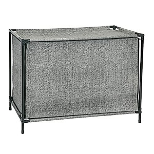 Simplify 16 Pair Shoe Rack with Cover | Dimensions: 14" x 33" x 24" | 16 Compartments | Stackable | Cover | Multipurpose | Easy to Assemble | Black