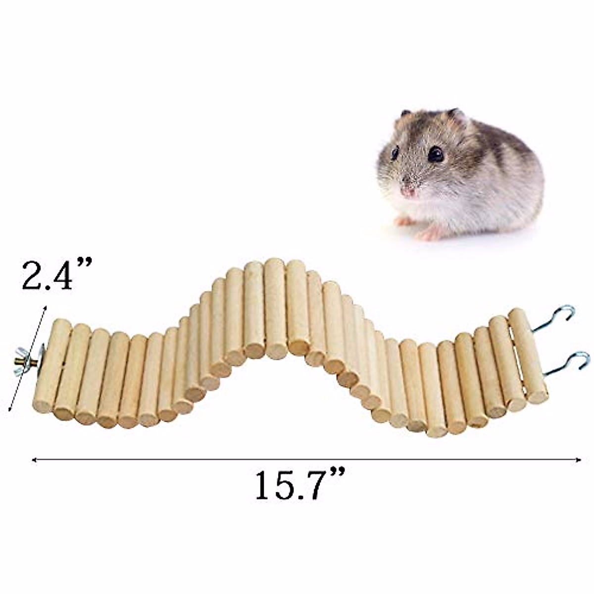 Syrian Hamster Bendy Long Wood Bridges,Dwarf Hamster Bendable Ladder Hideout Toys,Gerbil Chewing Natural Wooden Stuff for Teeth,Hamsters Cage Ramp Climbing Activity for Rodents,Mouse,Mice,Rat