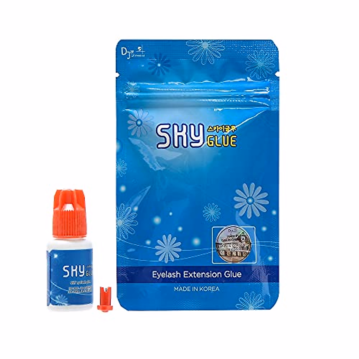 1 Bottle Long Retention Eyelash Extensions Glue Sky S+ 5ml Professional Black Eyelash Extension Adhesive 1-2s Fast Drying 6-8 Weeks Lasting time by KBS with 2 Eyepatch (OneTwo Pack)