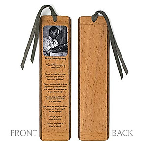 Wooden Bookmark Ernest Hemingway Author with Quotes - Made in USA