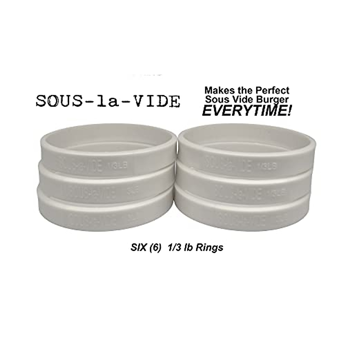 Sous Vide Perfect Hamburger/Burger Immersion Cooking Rings, SET of 6 (1/3 LB. Rings)