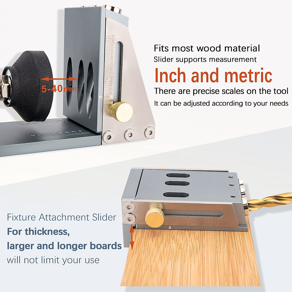 GDDGHS Pocket Hole Jig Kit Woodworking, Pocket Screw Jig with Drill Bits, Drill Jig for Angled Holes, Pocket Jig Hole Kit, Dowel Jig Kit Woodworking Tools