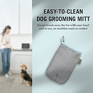 MARTHA STEWART - Pet Hair Removal Mitt | Elegant Dog Hair Remover Mitt for Clothing & Furniture| Reusable Dog Fur Remover for Furniture & Clothes in Gray and Turquoise, Machine Washable (FF18765)