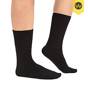 WANDER Men's Solid Dress Socks Cotton Black Men 8 Pairs Trouser Thin Classic Socks (Shoe Size:13-15, 8 Pairs Black)