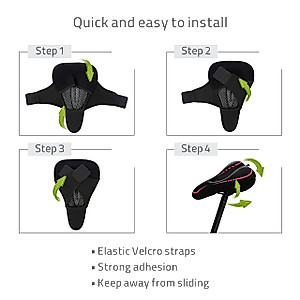 RONUX Narrow Bike Seat Cushion-Extra Soft Comfy Bicycle Seat Cover-Memory Foam & Gel-Compatible with Peloton, Stationary, Exercise, Electric, Road & Mountain Bikes-Cycling Accessories-Women,Men(Pink)