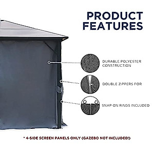 Garden lucky 10'x12' Replacement Gazebo Curtains 4 Panels for Patio Garden Backyard Gery,Only Curtains