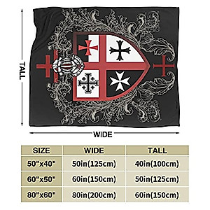 Knights Templar Cross Super Soft Warm Fleece Blanket, Comfortable Flannel Blanket, Four Season Blanket Suitable for Bedroom Bed and Sofa