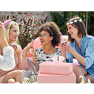 CAMKUZON Pink Matte Wrapping Paper Roll - Solid Color Pearly-Lustre Pink Gift Wrap Paper for Wedding, Birthday, Christmas, Holiday, Baby Shower - 17.4 Inch