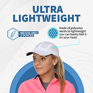 TrailHeads Women's Race Day Performance Running Cap, Lightweight & Quick Drying Mesh Sports Hat with Reflective Trim - White