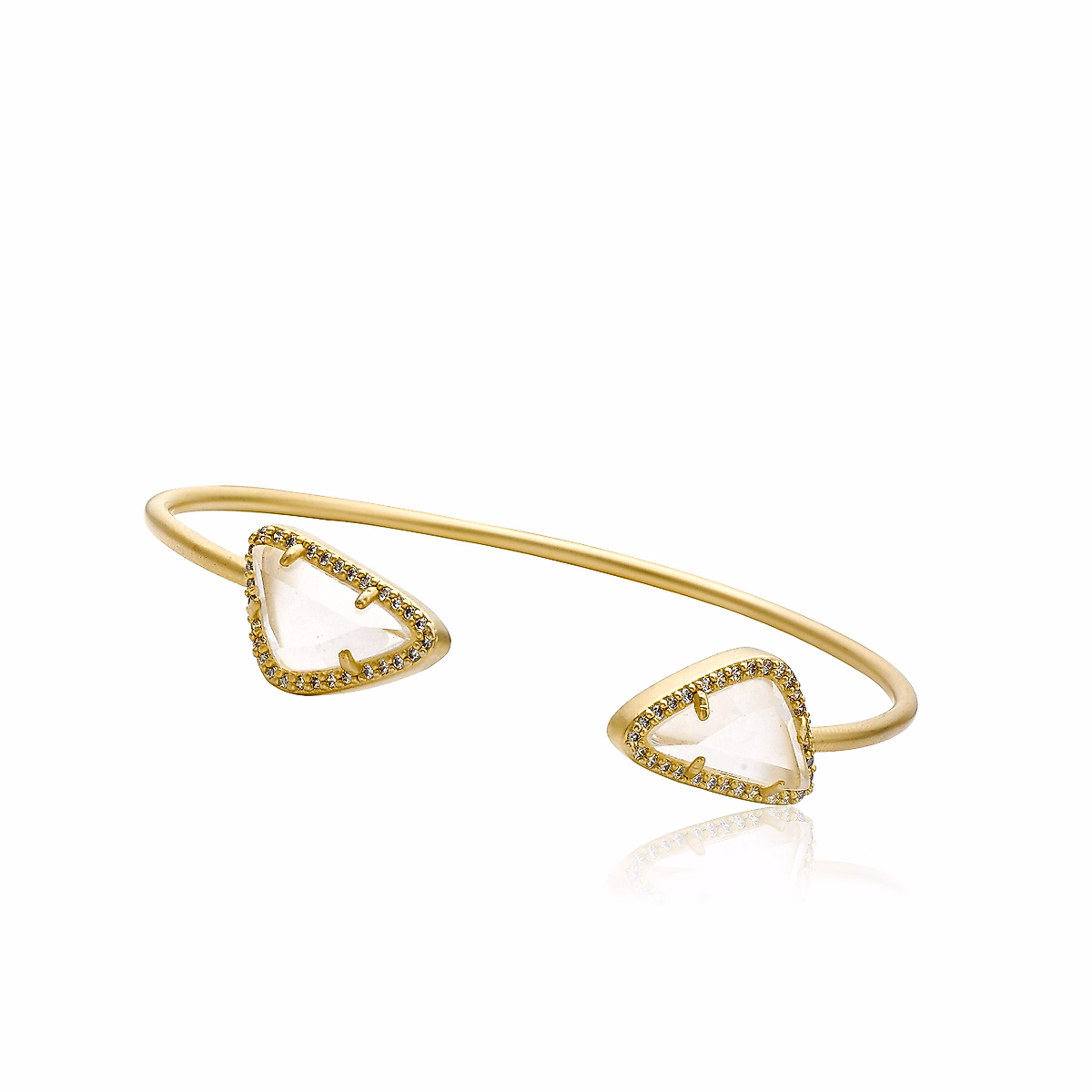 Riccova Sand Stone Satin 14k Gold-Plated Snake Bangle Accented With Clear Sand Stone Ends/