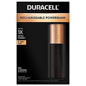 Duracell Rechargeable Powerbank 3350 mAh | 1 Day Portable Charger | Compatible With iPhone, iPad, Samsung, Android, Nintendo Switch & more | TSA Carry-On Compliant