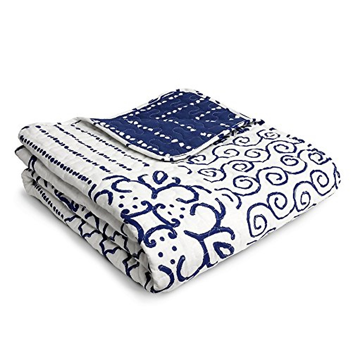Lush Decor Monique Throw, 50 x 60-inch, Blue, 50 by 60