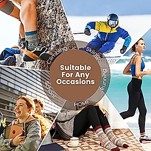 Loiyadn Loyaidn 5 Pairs Wool Socks for Women - Thick Soft Winter Socks for Women, Multicolored Winter Warm Boot Socks for Women Men