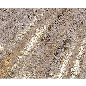 Genuine Metallic Gold on Off White Cowhide Rug 6 x 8 ft. 180 x 240 cm