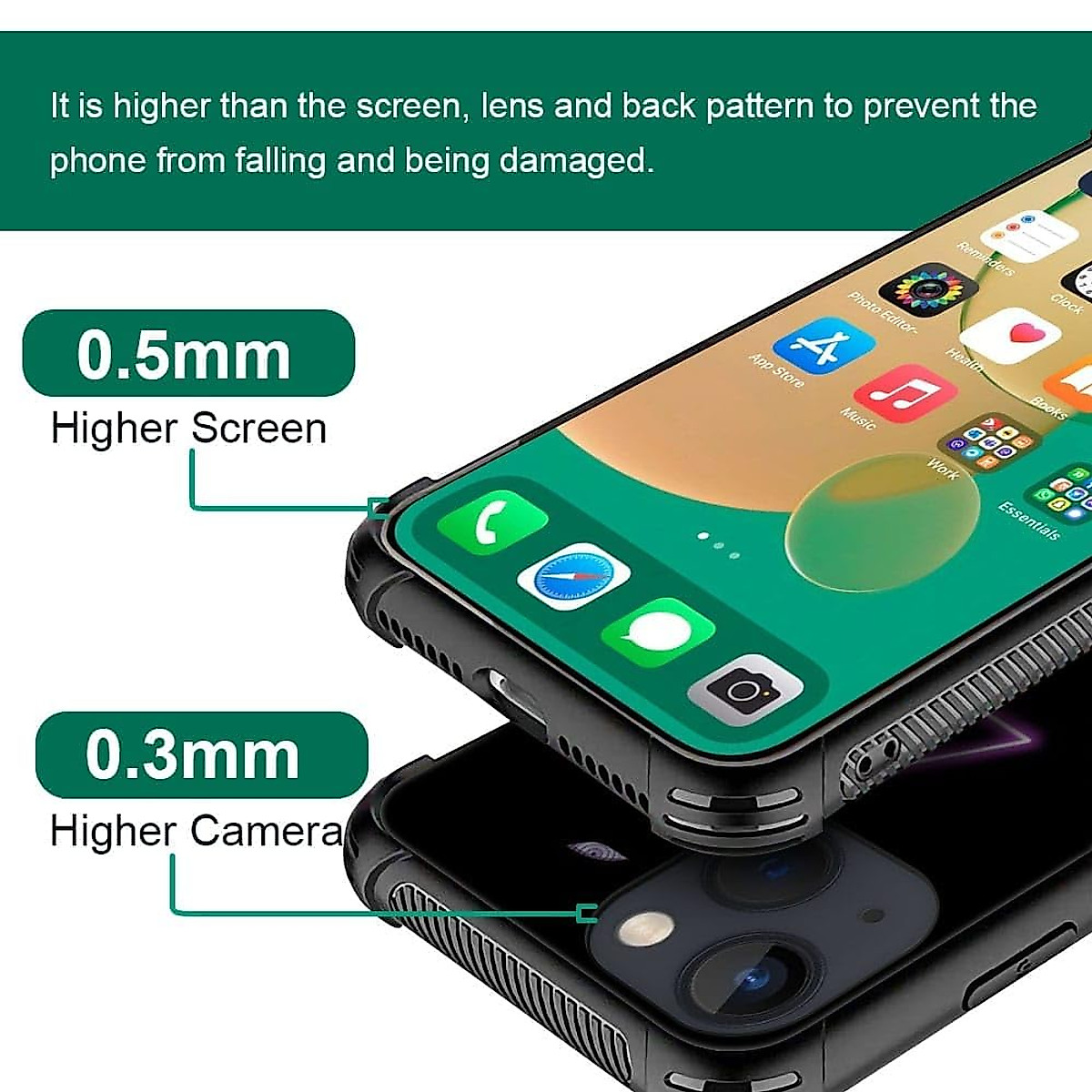 Goodsprout iPhone 13 Pro Max Case - Anime Courage Logo Design, Shockproof, Non-Slip, Wireless Charging Compatible