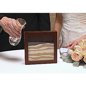 Lillian Rose W Espresso Finished Unity Ceremony Set with 2 Containers of Colored Sand, 1.75", Brown