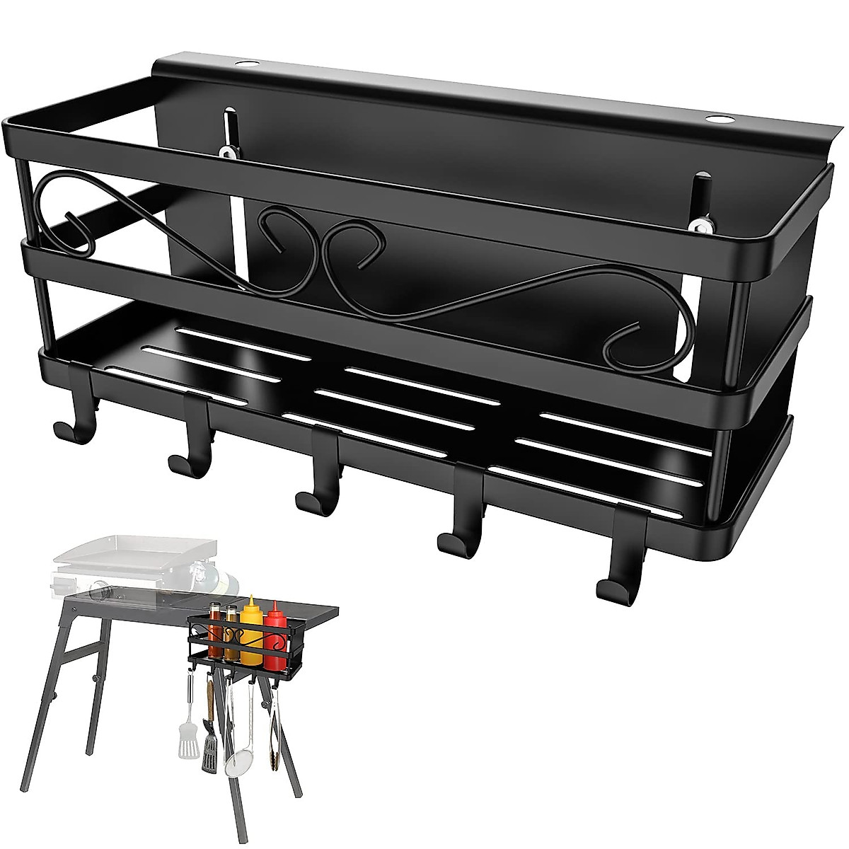 GDNEASE Blackstone Grill Caddy | Removable BBQ Accessory for 28"/36" Spatula Tool Holder | Griddle Caddy Tool-Free & Easy to Install