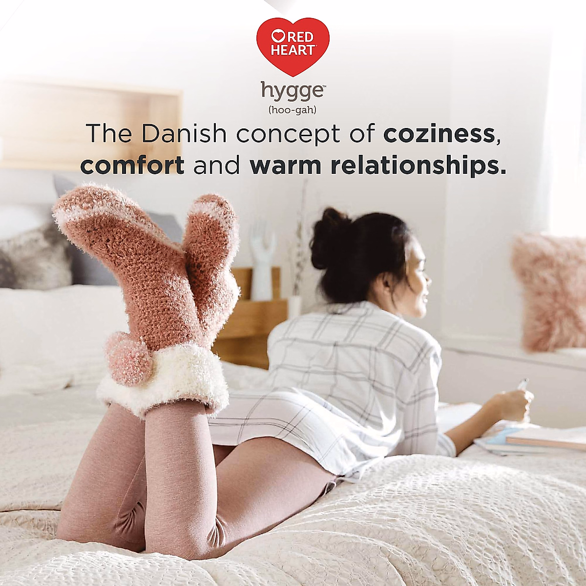 Red Heart Hygge Yarn, 3 Pack (8 Ounce), Pearl 3 Count