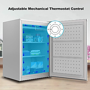 Walsh WSF31UWED Small Deep Compact Freezer, Adjustable Mechanical Temperature Control, 3.1 Cu.Ft, White